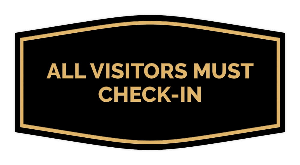 Signs ByLITA Fancy All Visitors Must Check-in Sign (Black Gold) - Large ...