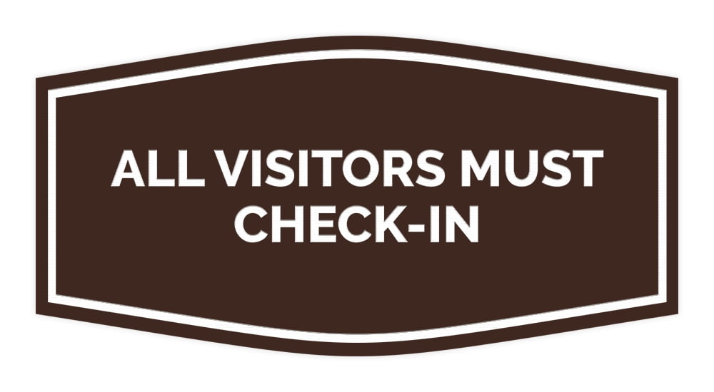 Signs ByLITA Fancy All Visitors Must Check-in Sign (Dark Brown) - Large ...