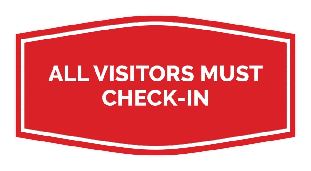 Signs ByLITA Fancy All Visitors Must Check-in Sign (Red) - Medium ...