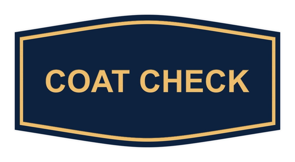 Signs ByLITA Fancy Coat Check Sign (Navy Blue/Gold) - Small - Walmart.com