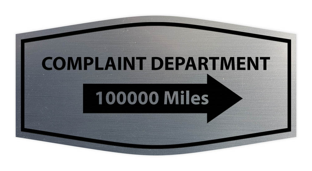 Signs ByLITA Fancy Complaint Dept. 100000 Miles Arrow Funny Office Sign ...