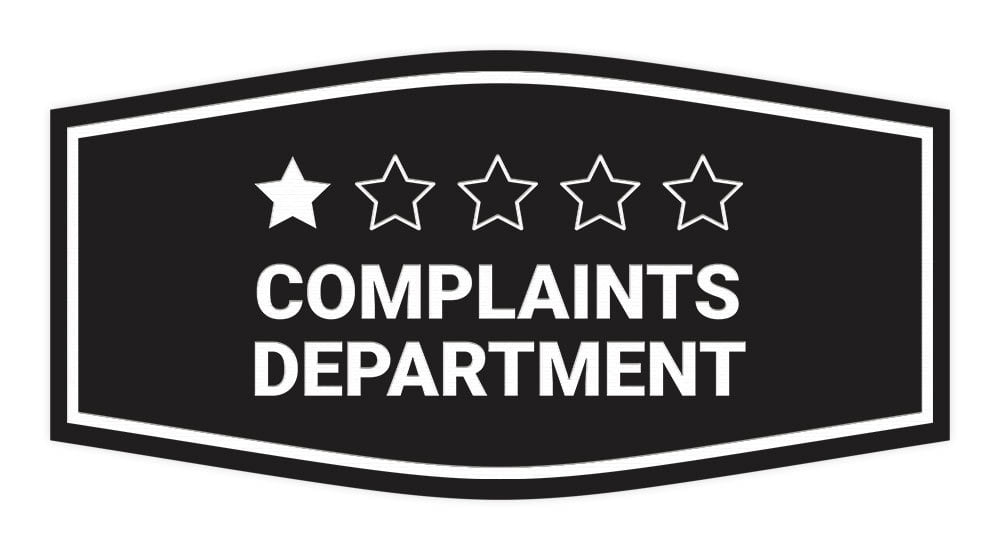 Signs ByLITA Fancy Complaints Department Funny Office Sign (Black ...