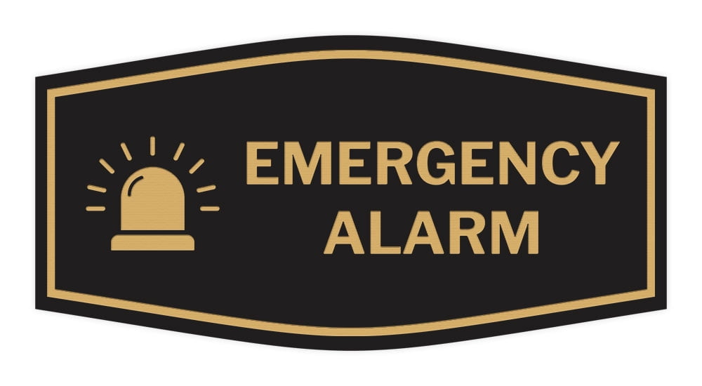 Signs ByLITA Fancy Emergency Alarm Sign (Black /Gold) - Small - Walmart.com