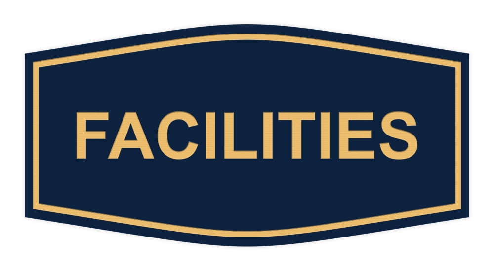 Signs ByLITA Fancy Facilities Sign (Navy Blue/Gold) - Medium - Walmart.com