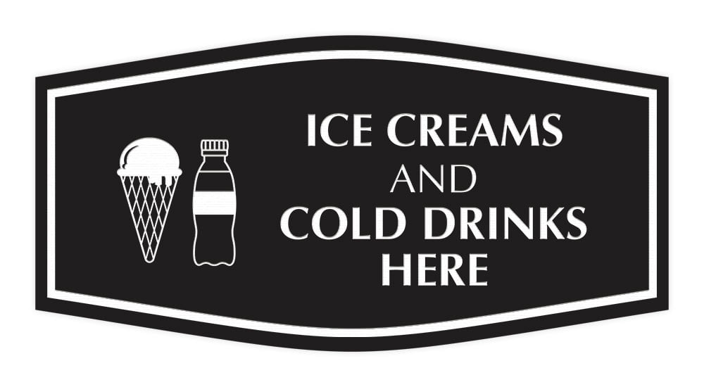 Signs ByLITA Fancy Ice Creams and Cold Drinks Here Sign (Black) - Small ...