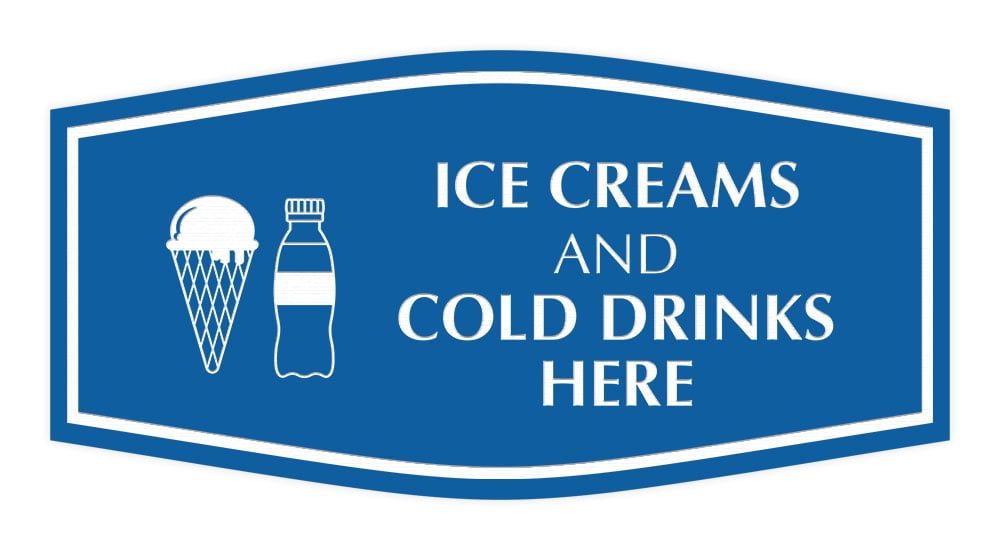 Signs ByLITA Fancy Ice Creams and Cold Drinks Here Sign (Blue) - Large ...