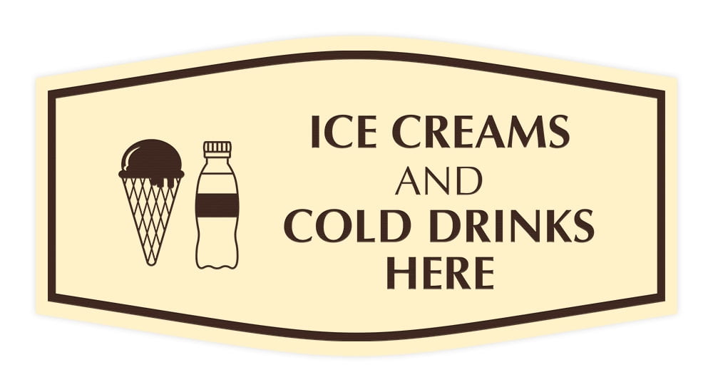 Signs ByLITA Fancy Ice Creams and Cold Drinks Here Sign (Ivory/Dark ...