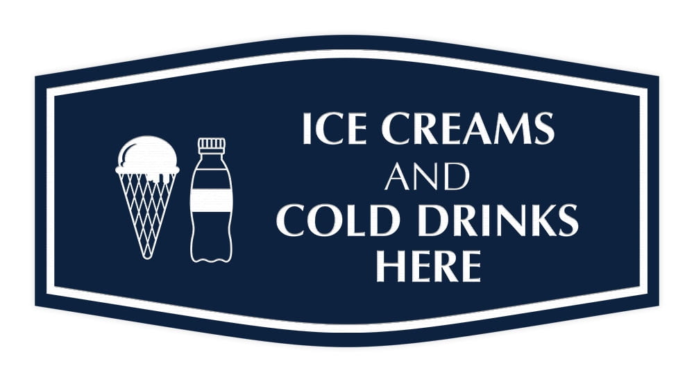 Signs ByLITA Fancy Ice Creams and Cold Drinks Here Sign (Navy Blue ...