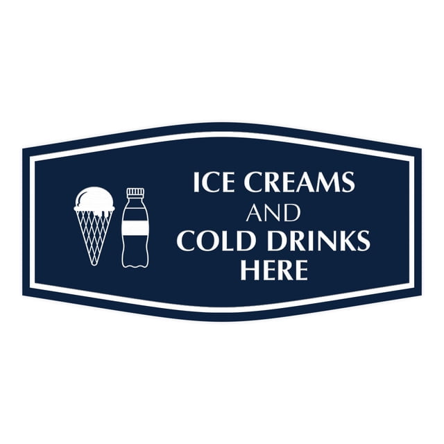 Signs ByLITA Fancy Ice Creams and Cold Drinks Here Sign (Navy Blue ...