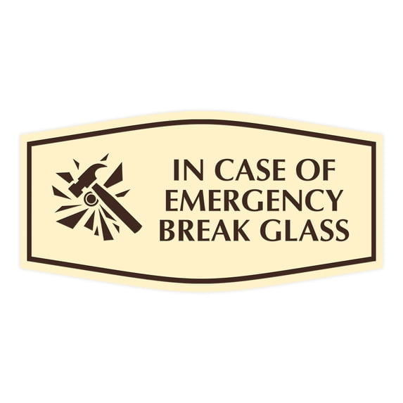 Signs ByLITA Fancy In Case of Emergency Break Glass Sign (Ivory/Dark ...