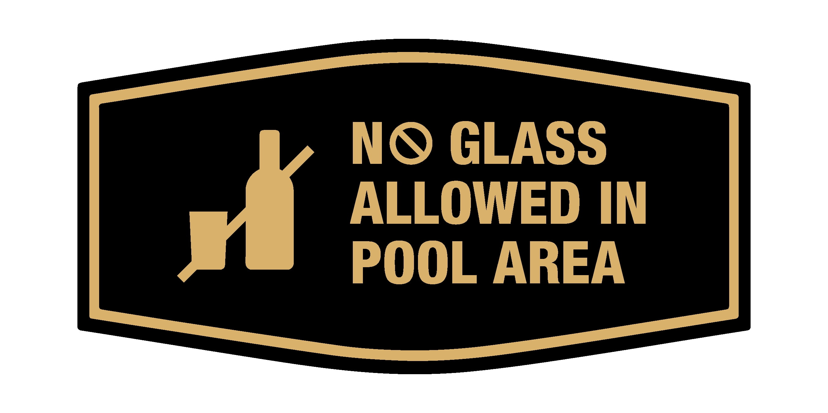 Signs ByLITA Fancy No Glass Allowed In Pool Area Outdoors Sign (Black ...