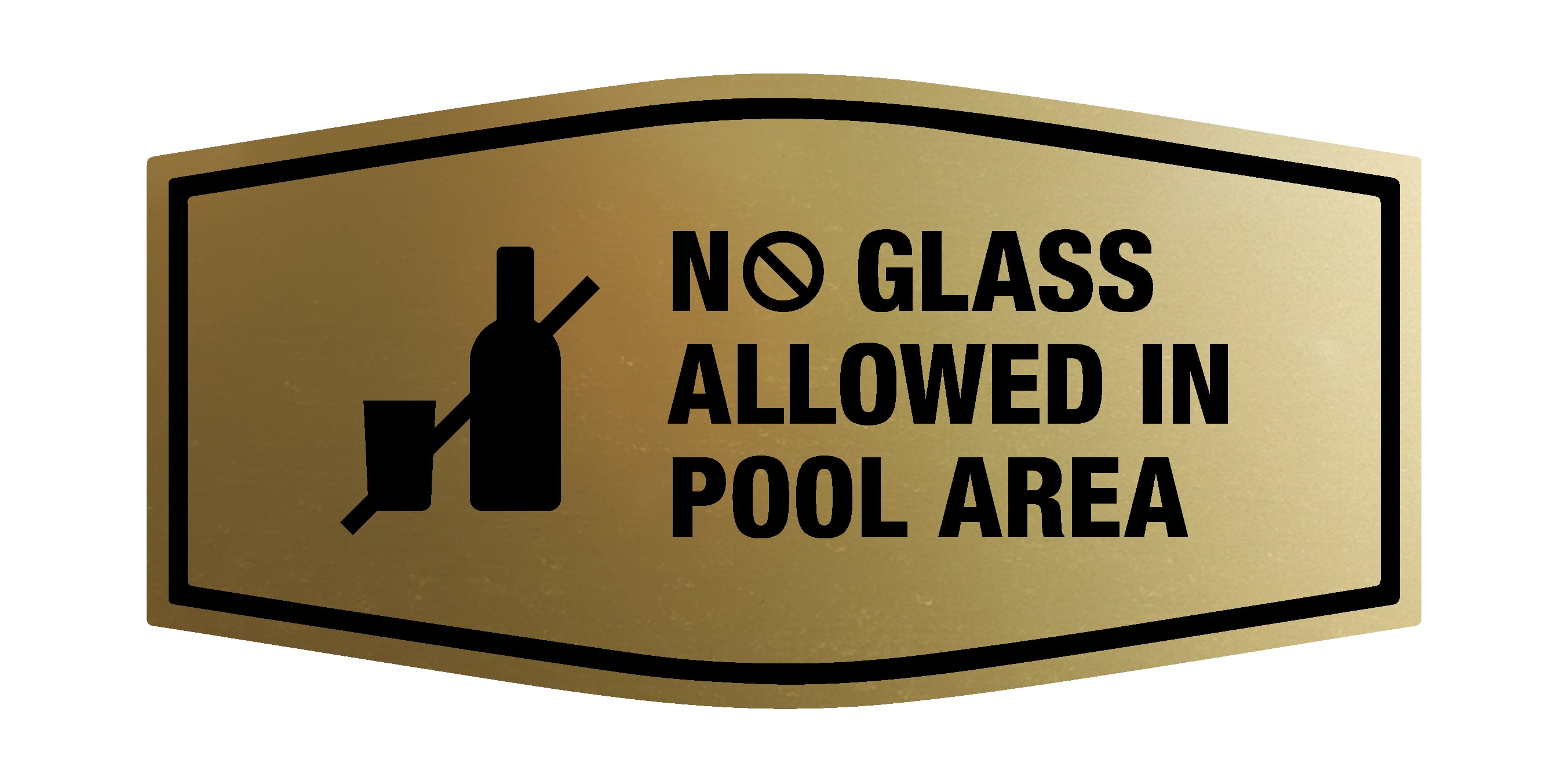 Signs ByLITA Fancy No Glass Allowed In Pool Area Outdoors Sign (Brushed ...
