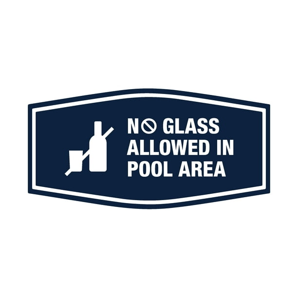 Signs ByLITA Fancy No Glass Allowed In Pool Area Outdoors Sign (Navy ...