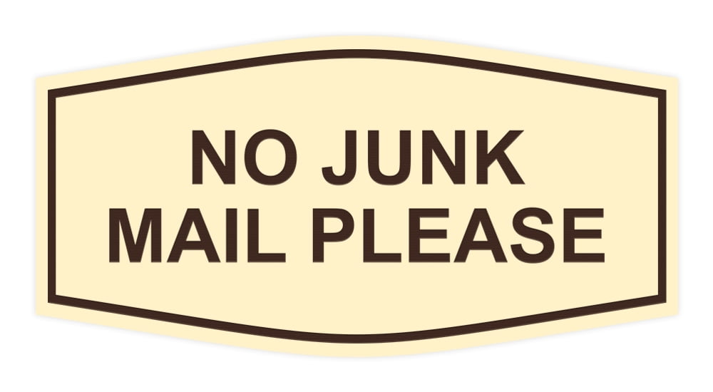 Signs ByLITA Fancy No Junk Mail Please Sign (Ivory/Dark Brown) - Medium ...