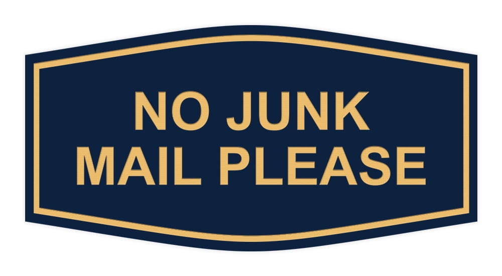 Signs ByLITA Fancy No Junk Mail Please Sign (Navy Blue/Gold) - Medium ...