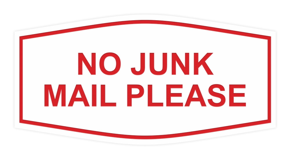 Signs ByLITA Fancy No Junk Mail Please Sign (White/Red) - Small ...