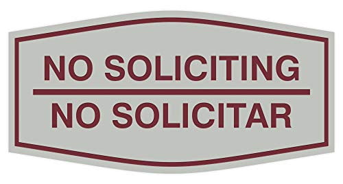 Signs ByLITA Fancy No Soliciting No Solicitar Sign (Light Grey/Burgundy ...