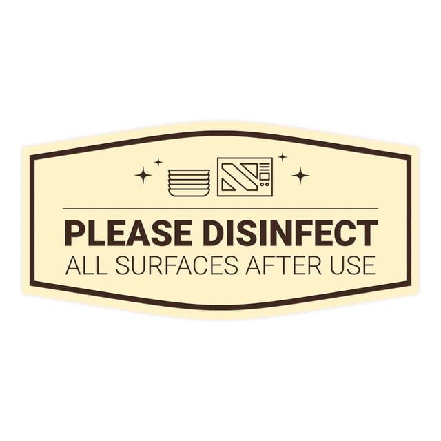 Signs ByLITA Fancy Please Disinfect All Surfaces After Use Sign (Ivory ...