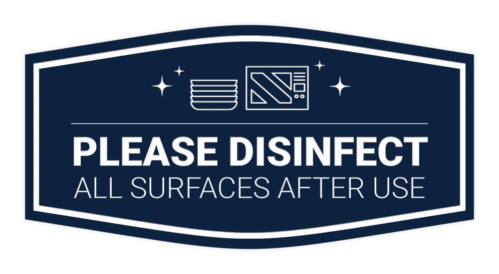 Signs ByLITA Fancy Please Disinfect All Surfaces After Use Sign (Navy ...