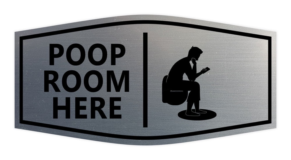 Signs ByLITA Fancy Poop Room Here Sign (Brushed Silver) - Large ...