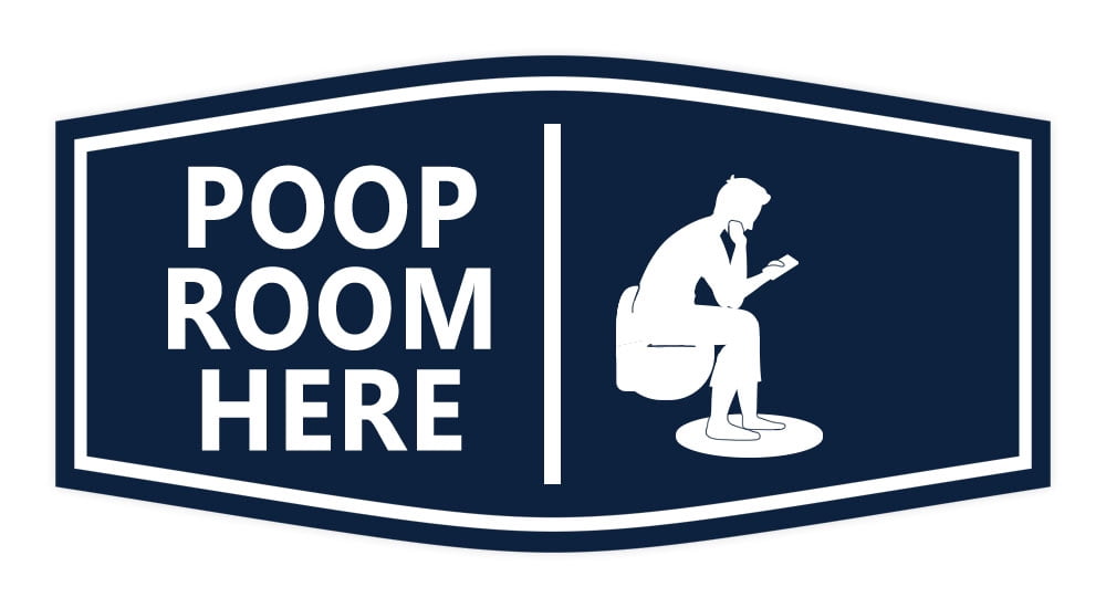 Signs ByLITA Fancy Poop Room Here Sign (Navy Blue / White) - Large ...