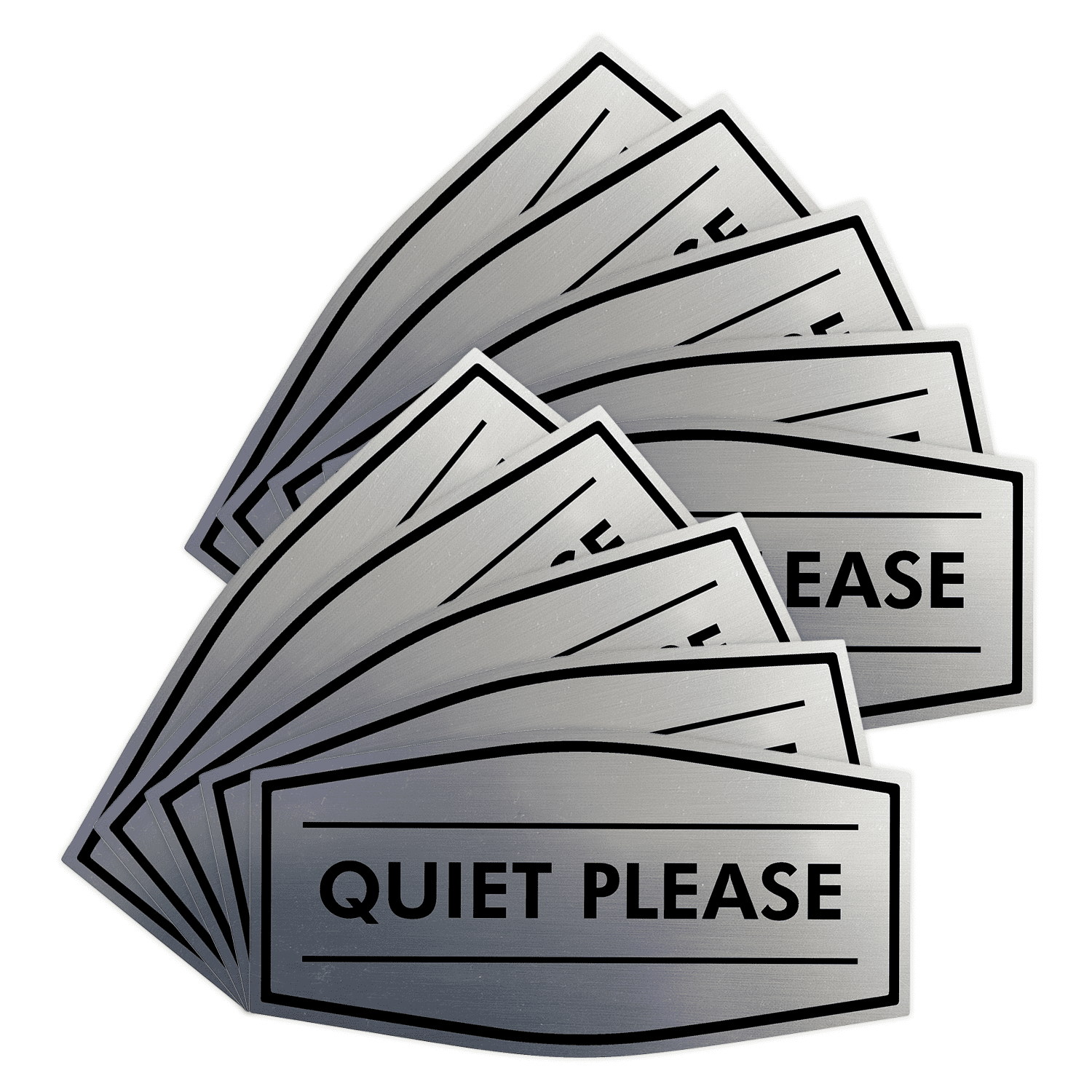 Signs ByLITA Fancy Quiet Please Sign (Brushed Silver) - Large (10 Pack ...