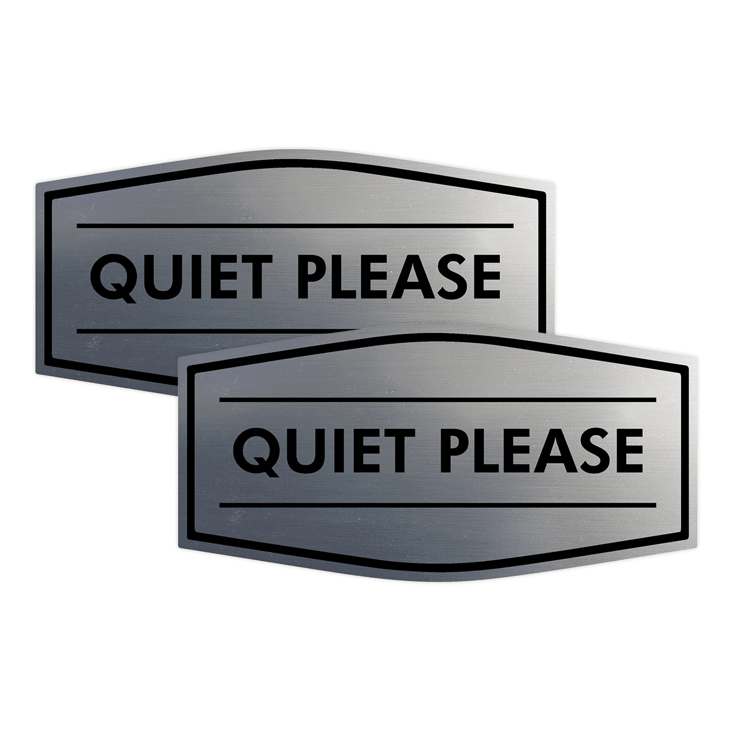 Signs ByLITA Fancy Quiet Please Sign (Brushed Silver) - Small (2 Pack ...