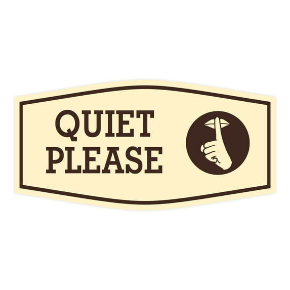 Signs ByLITA Fancy Quiet Please Sign (Ivory/Dark Brown) - Medium ...