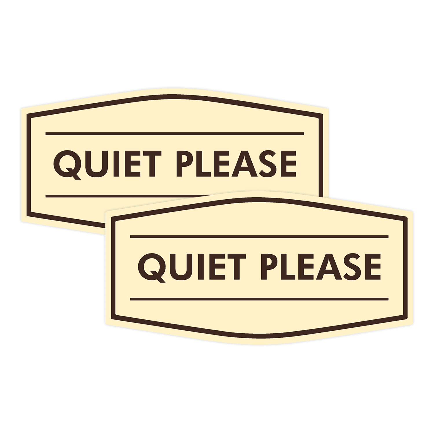 Signs ByLITA Fancy Quiet Please Sign (Ivory/Dark Brown) - Small (2 Pack ...