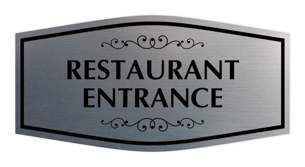 Signs ByLITA Fancy Restaurant Entrance Sign (Brushed Silver) - Large ...