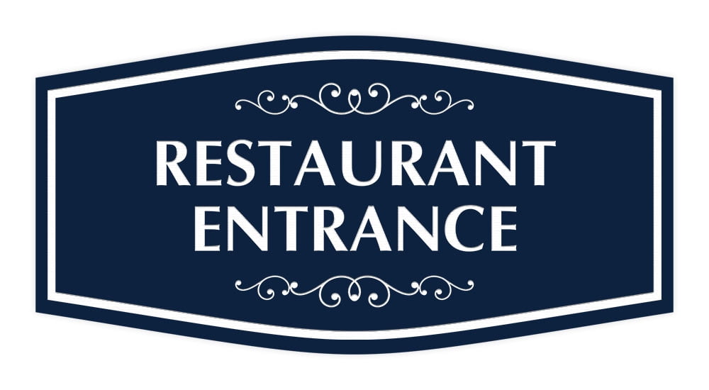 Signs ByLITA Fancy Restaurant Entrance Sign (Navy Blue / White ...