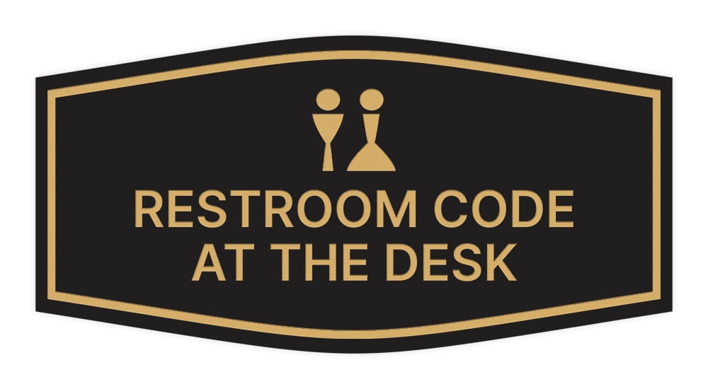 Signs ByLITA Fancy Restroom Code at the Desk Sign (Black /Gold) - Small ...