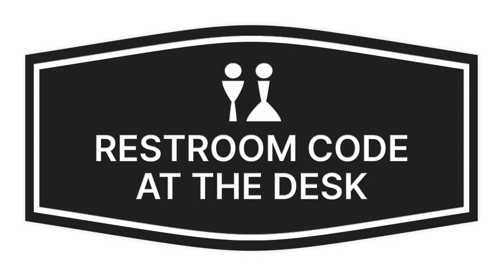 Signs ByLITA Fancy Restroom Code at the Desk Sign (Black) - Large ...