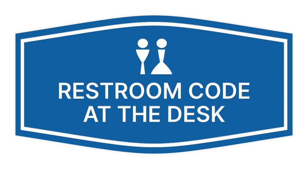 Signs ByLITA Fancy Restroom Code at the Desk Sign (Blue) - Small ...