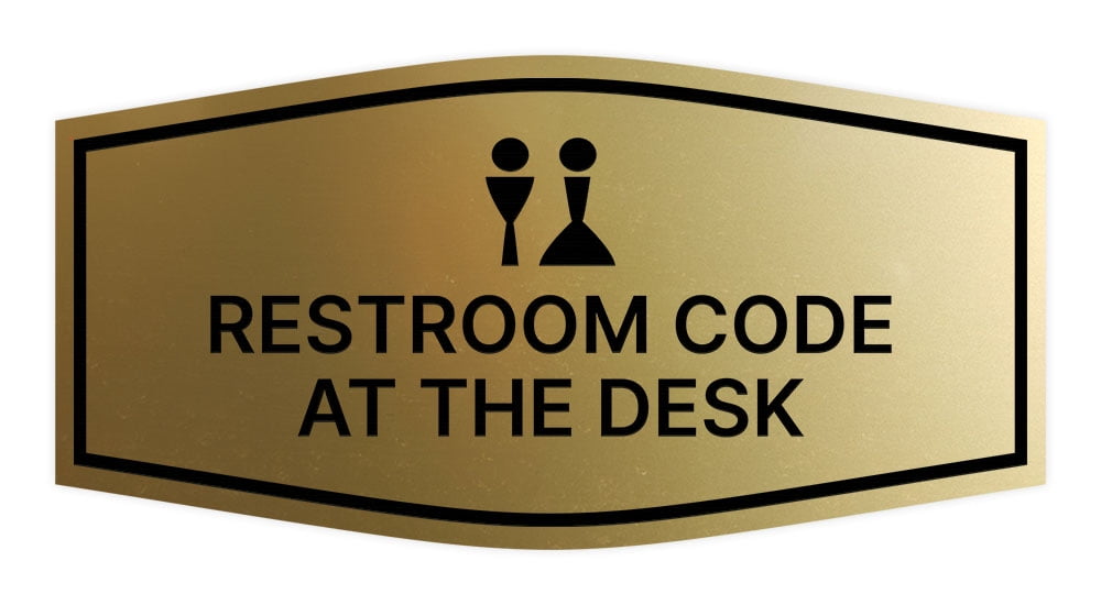 Signs ByLITA Fancy Restroom Code at the Desk Sign (Brushed Gold ...
