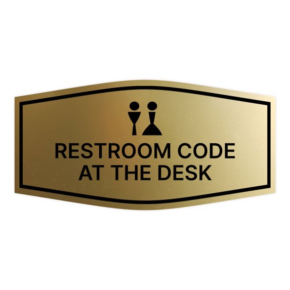 Signs ByLITA Fancy Restroom Code at the Desk Sign (Brushed Gold ...