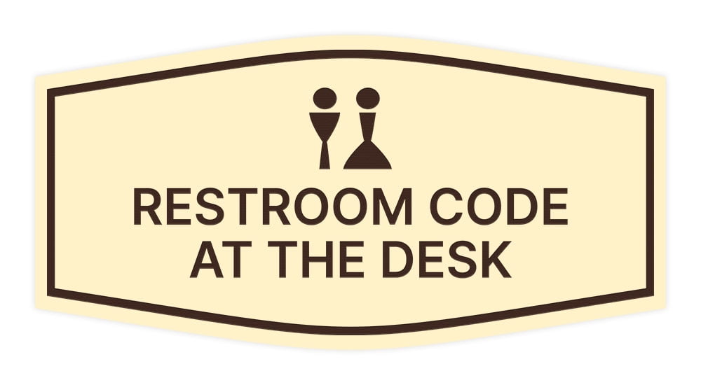 Signs ByLITA Fancy Restroom Code at the Desk Sign (Ivory/Dark Brown ...