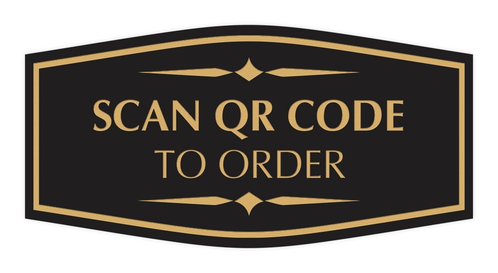 Signs ByLITA Fancy Scan QR Code to Order Sign (Black /Gold) - Small ...