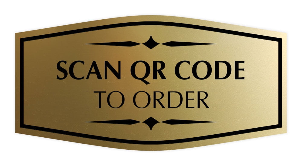 Signs ByLITA Fancy Scan QR Code to Order Sign (Brushed Gold) - Large ...