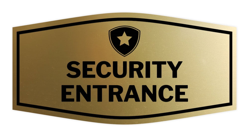 Signs ByLITA Fancy Security Entrance Sign (Brushed Gold) - Small ...