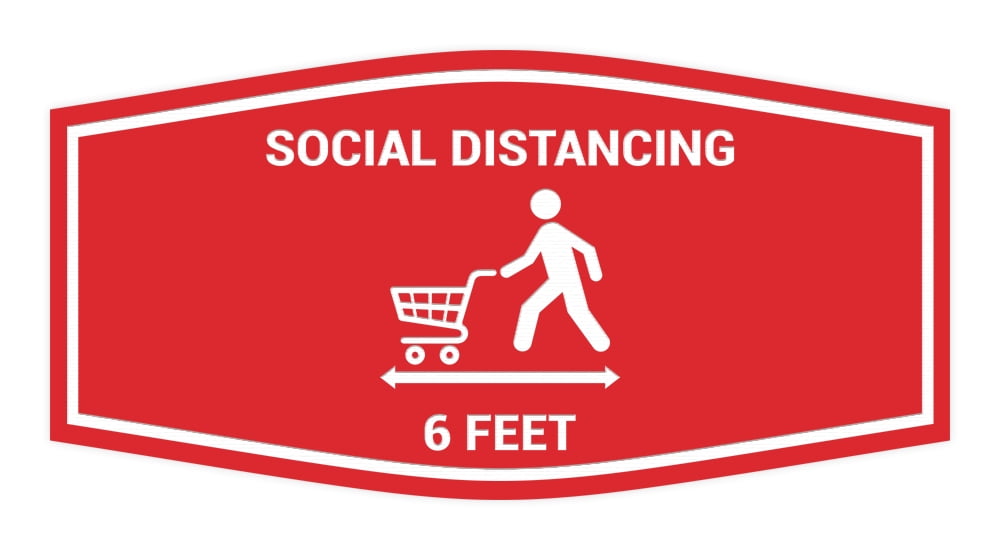 Signs ByLITA Fancy Social Distancing Sign (Red) - Small 3x6" - Walmart.com