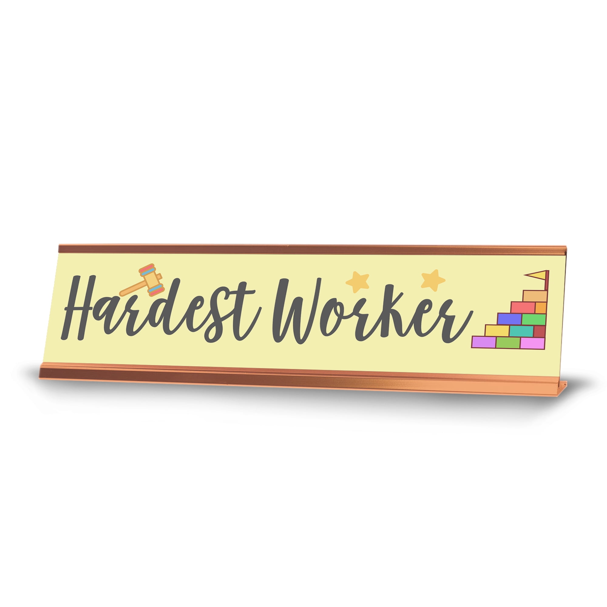 Signs ByLITA Hardest Worker Award, Gold Frame, Desk Sign (2x8 ...