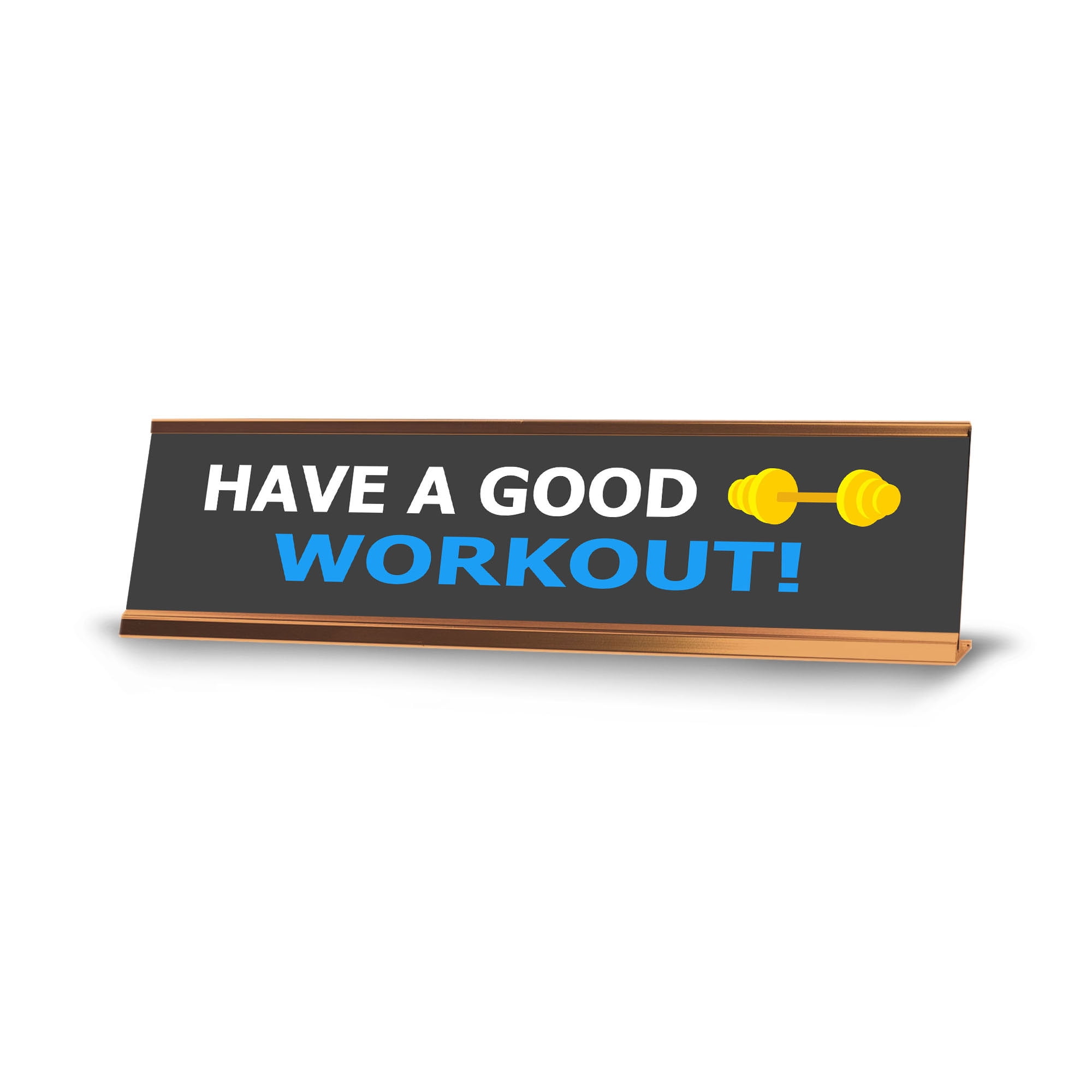 Signs ByLITA Have A Good Workout, Gold Frame Gym Desk Sign (2x8 ...