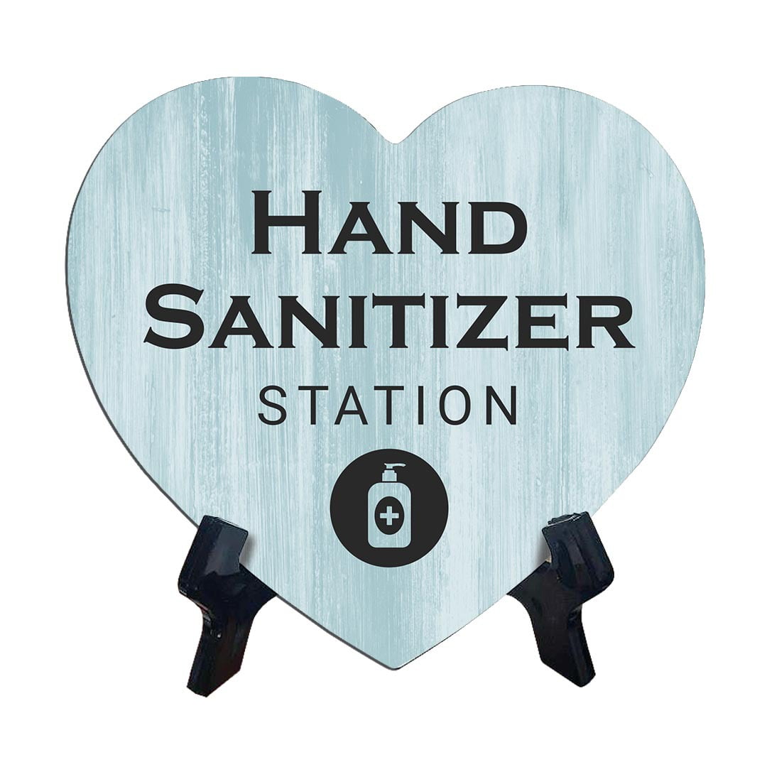 Signs ByLITA Heart Hand Sanitizer Station, Wood Color, Table Sign (6"x5 ...