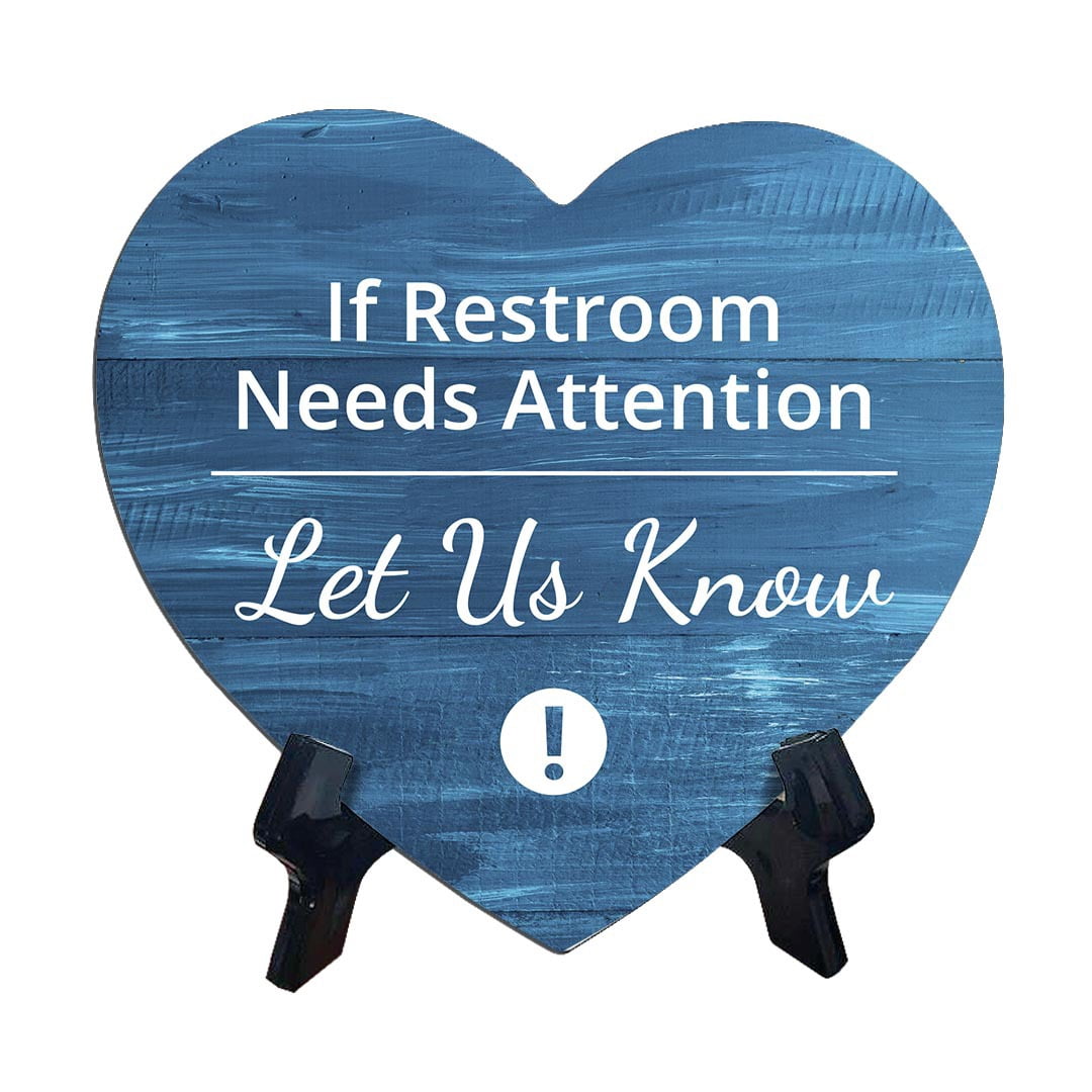 Signs ByLITA Heart If Restroom Needs Attention Let Us Know, Wood Color ...