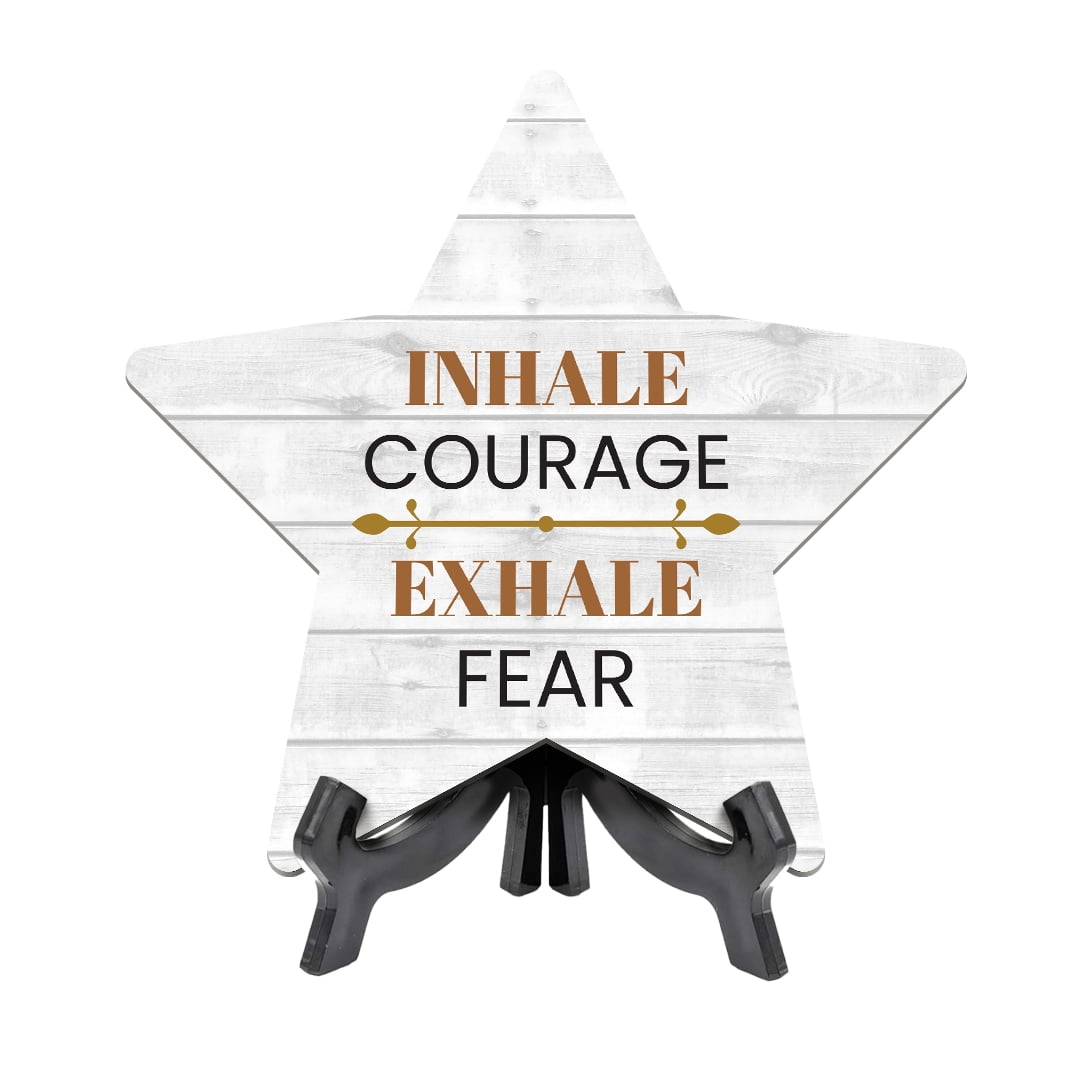 Signs ByLITA Inhale Courage, Exhale Fear, Wood Color Star Table Sign (6 ...