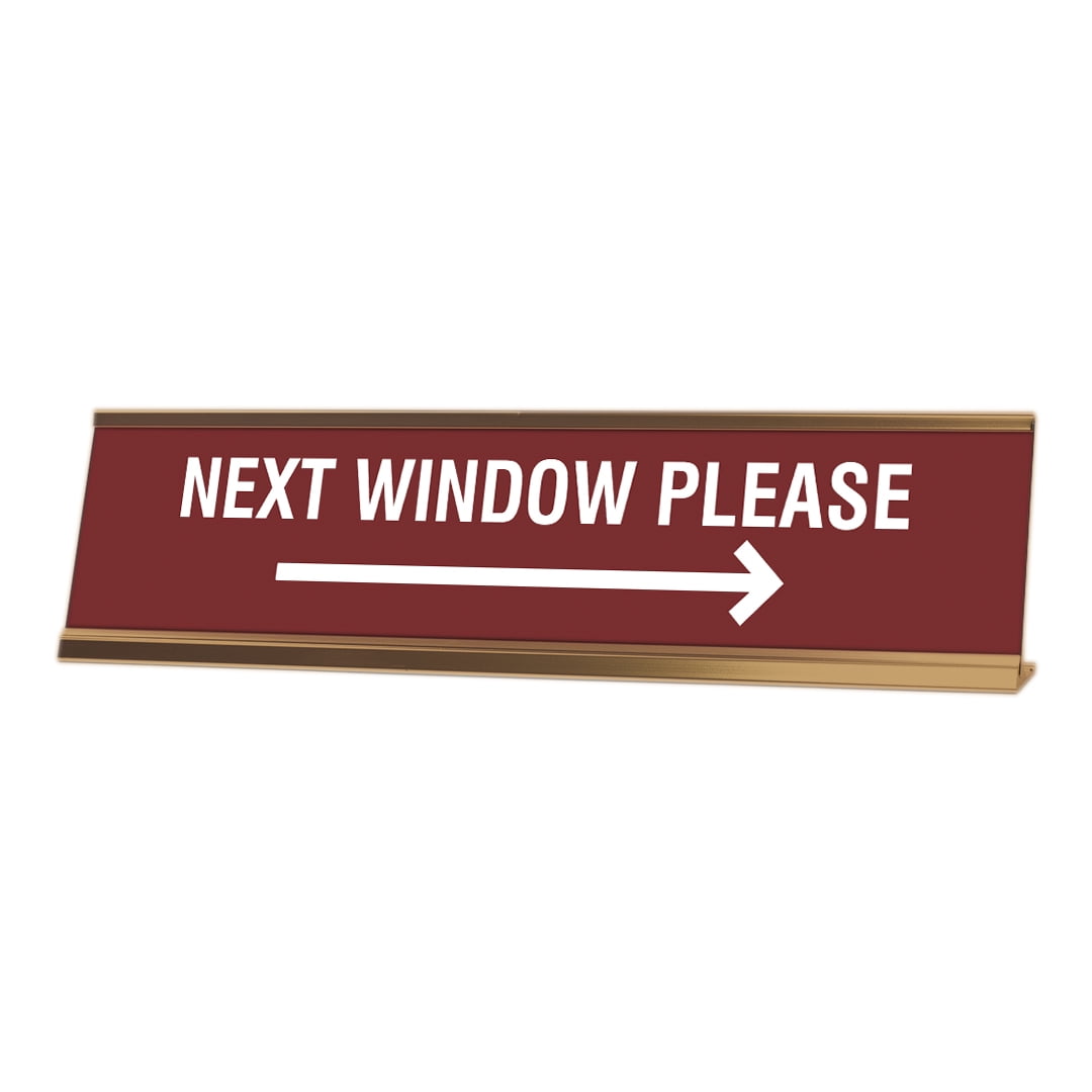 Signs ByLITA Next Window Please, Right Arrow, Desk Sign (2x8 ...