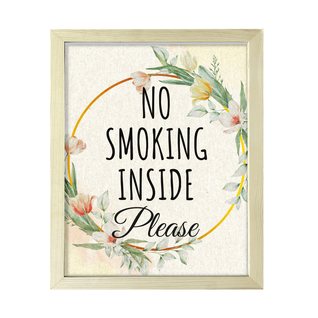 Signs ByLITA No Smoking Inside Please, Floral 8 x 10 Wooden FRAMED ...