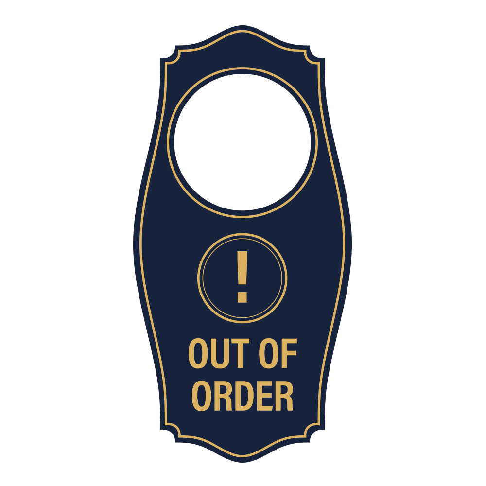 Signs ByLITA Out of Order Door Hanger - Navy Blue Gold, 4" x 8 ...