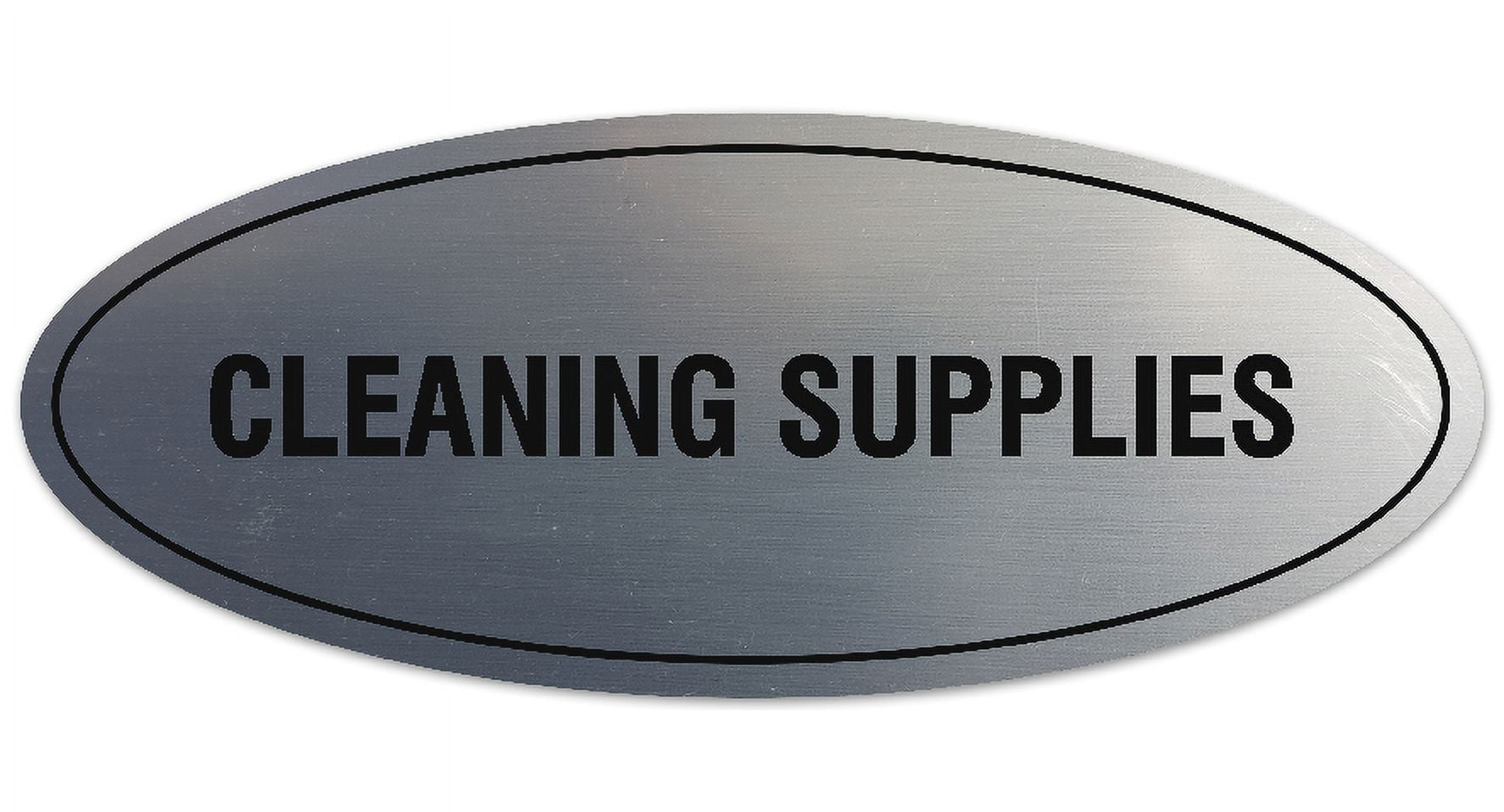 Signs ByLITA Oval CLEANING SUPPLIES Sign - Laser-Engraved Lettering ...